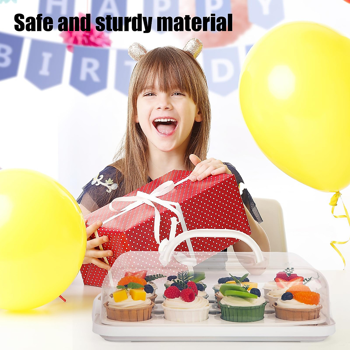 VGOODALL Cake Carrier with Lid, Cake Holder Cupcake Container for 12 Cupcakes 2 in 1 Portable Dessert Container for Cake Pie Muffin Cobbler