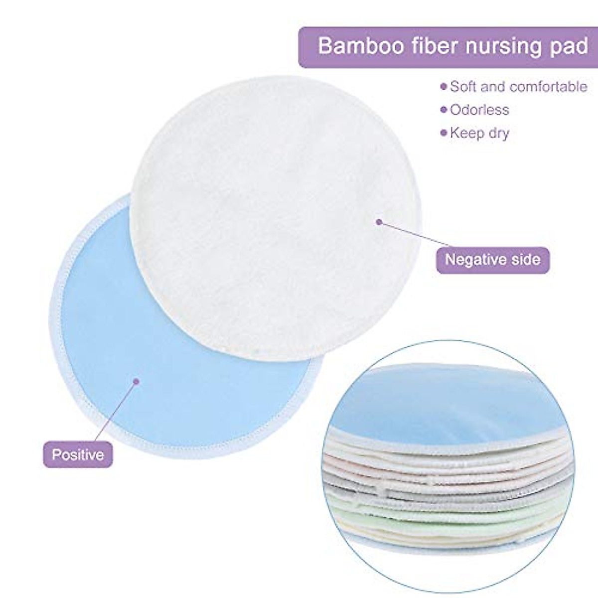 Breast Pads, 16 Pack Bamboo Nursing Pads for Breastfeeding Reusable Washable Nipple Covers with Laundry Storage Bag