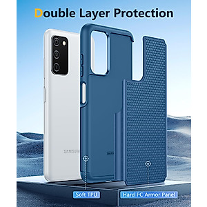 BNIUT for Samsung Galaxy A03s Case: Dual Layer Shockproof Protective Heavy Duty Cell Phone Cover Rugged with Non Slip Textured Back - Military Protection Bumper Tough - 6.5inch (Blue Navy)