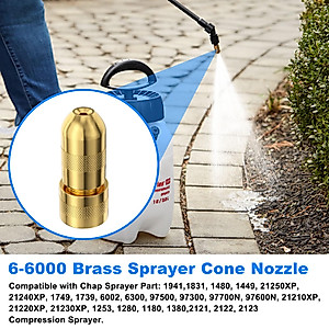 6-6000 Brass Sprayer Cone Nozzle For Cha-p Industrial Sprayers 1941,1831,1480,1449,21250XP,21240XP,97700N,97600N- Adjustable Garden Sprayers Accessories - 2 Pack