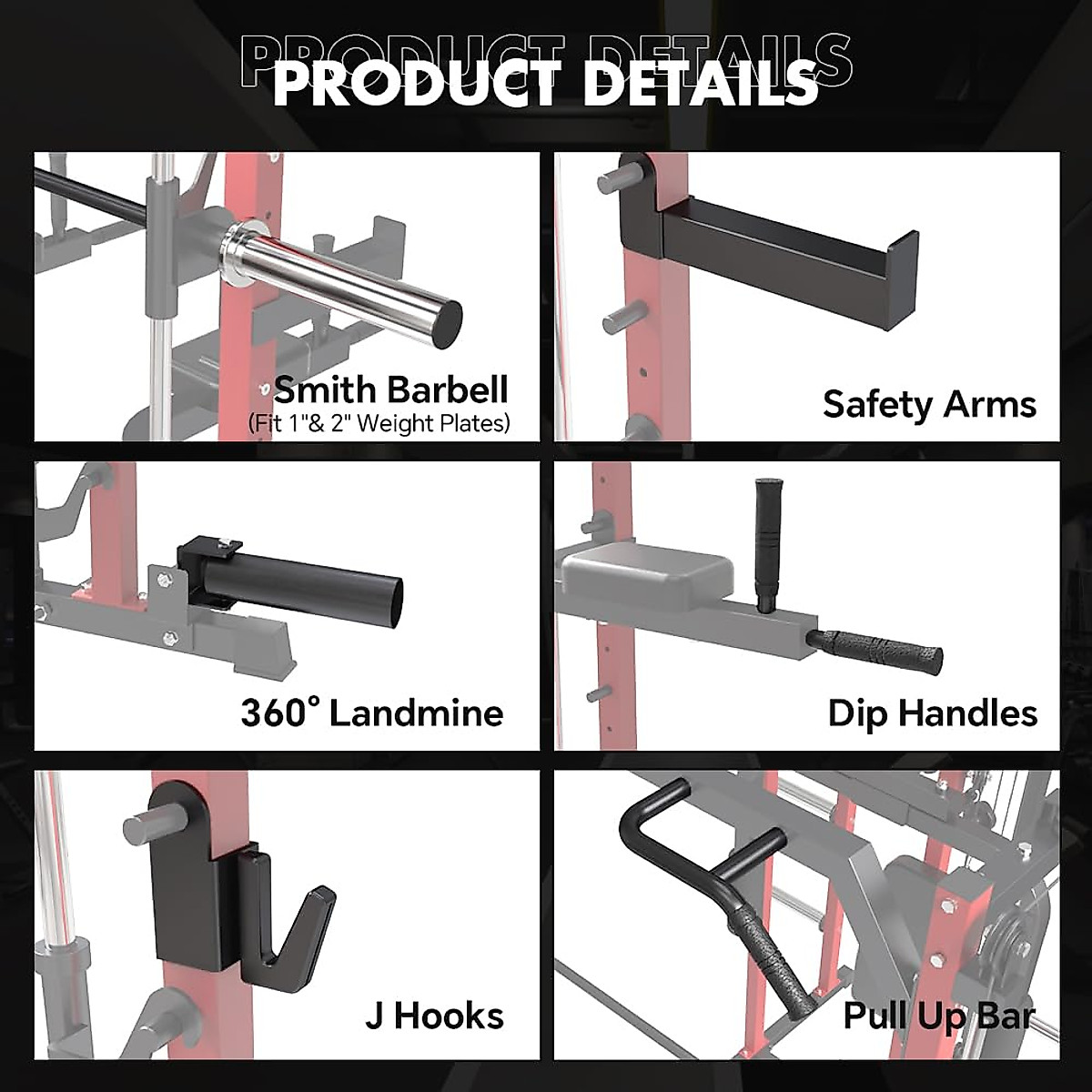 SPART Multi-Functional Power Cage, Power Rack Smith Machine with LAT Pulldown, PEC Fly, Cable Crossover, Landmine, Squat Rack with Full Body Training Attachments, Strengh Workout Machine for Home Gym