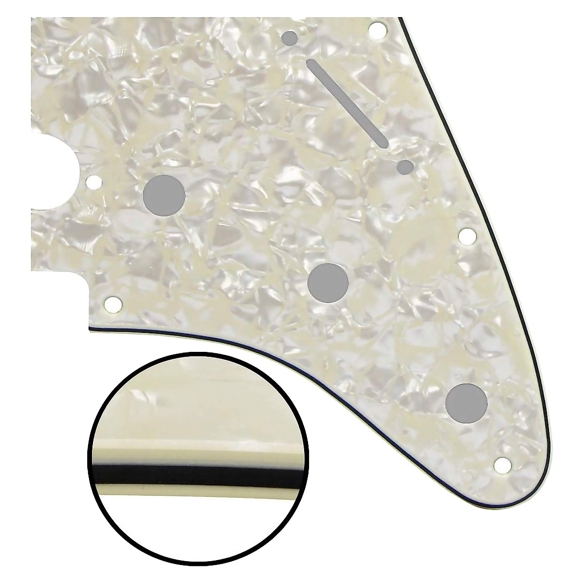 BexGears 11 Hole SSS Electric Guitar Pickguard Backplate with Screws for Guitar Parts (4Ply Aged Pearl)