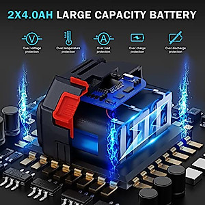 Mini Chainsaw Cordless 8 Inch,Huoeren Brushless Battery Powered Handheld Chainsaw with 2x4000mAh Battery, 2 Chains and Charger,Super Saw Small Chain Saws Electric for Tree Branch Cutting and Wood