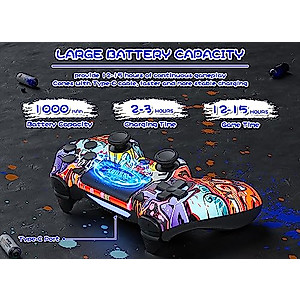 Gamrombo 【Upgraded 2 Pack Wireless Controller Replacement for PS4, Compatible with Playstation 4/Pro/Slim/PC Windows, Built-in 1000mAh Battery with Dual Vibration/6-Axis Motion Sensor/Audio Jack