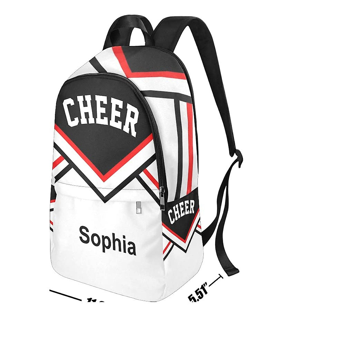 CUXWEOT Personalized Cheer Cheerleader Red Black Backpack with Name Custom Travel Bag for women Men