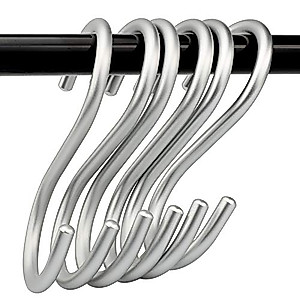 S Hook Closet Hook Heavy Duty S Hook, Aluminum Hook for Bathroom Kitchen Workshop Outdoor Flower Baskets etc 6pcs