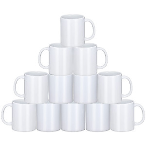 Yephets Sublimation Mugs, 12Pcs Coffee Mugs Blank White Ceramic Coffee Mug Set Sublimation Cups 11 oz Christmas Coffee Mug for Hot Chocolate Latte Tea Milk DIY Products