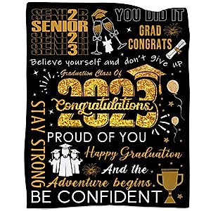 NIAXAYER 2023 Graduation Decorations Gifts Blanket, Graduation Gifts for Her Him,Graduation Party Supplies, Student Graduation Gifts,Graduate Souvenir for Senior Students Throw Blanket 50"x 60"