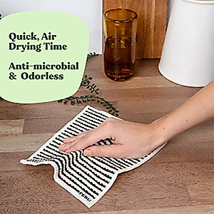 FEBU Swedish Dishcloths for Kitchen | 5 Pack Black Minimalist Swedish Dish Towels | Reusable Paper Towels Washable | Non-Scratch Cellulose Sponge Cloths | No Odor, Biodegradable, Swedish Cloths