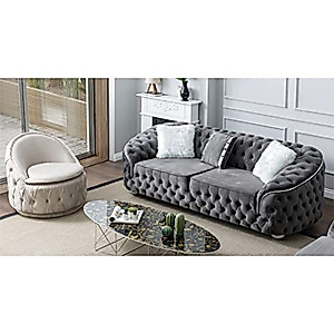 BEYAN Bursa Love Seats, Loveseat, Gray Velvet