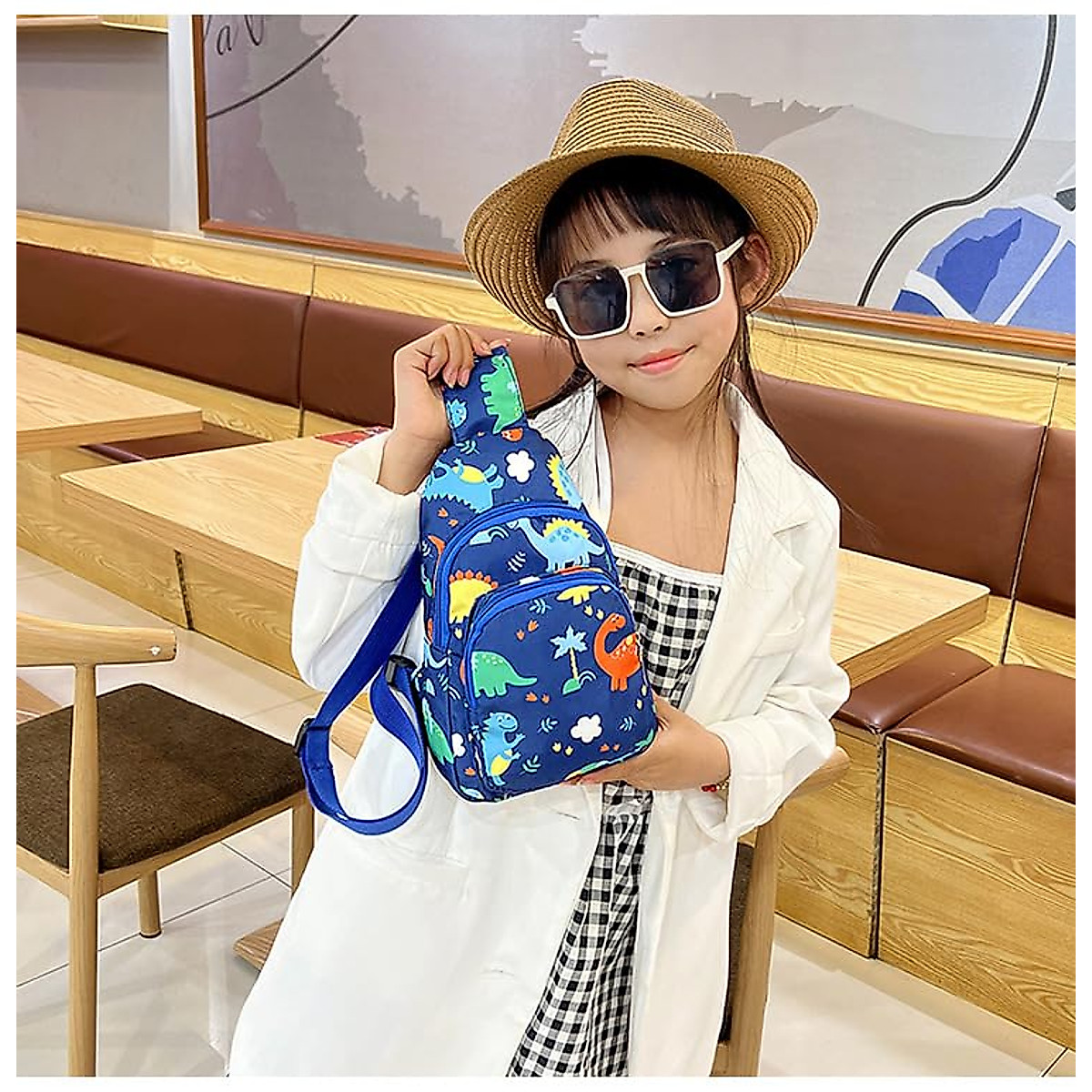 Hiflyer Kids Crossbody Bag Kids Sling Bags, Small Nylon Sling Bag for Kids Travel Bag for Kids, Cartoon Sling Bag for Kids (Blue)