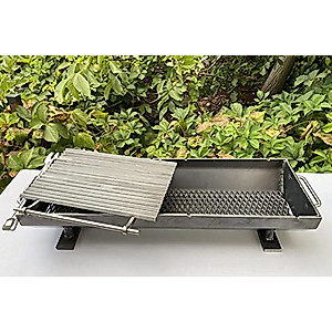 MOTOES Hibachi Grill Metal Portable Fire Pit, Outdoor Fire Pit, Backyard Fire Pit Bowl, Stainless Steel Charcoal Grill Kebab BBQ Portable Grill, 24''x 8'' inch Height : 5.5'' inch