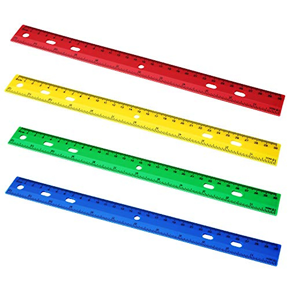 Chuangdi 20 Pieces 12 Inch Plastic Rulers, Straight Ruler Office Rulers School Rulers (4 Colors)