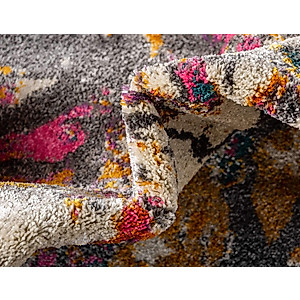 Unique Loom Aurora Collection Over-Dyed, Abstract, Botanical Southwestern, Transitional Area Rug, 2' 0" x 3' 0", Beige/Gray