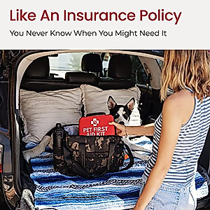 Dog First Aid Kit | Pet First Aid Supplies to Treat Your Dogs & Cats in an Emergency | Includes Pet First Aid Kit Book, Tick Remover, Slip Leash & Medical Essentials for Home, Camping, Car, RV, Travel