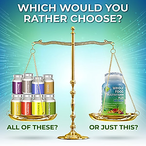 Vegan Whole Food Multivitamin without Iron, Daily Multivitamin for Women and Men, Made with Fruits & Vegetables, B-Complex, Probiotics, Enzymes, CoQ10, Omegas, Turmeric, Non-GMO, 90 Count