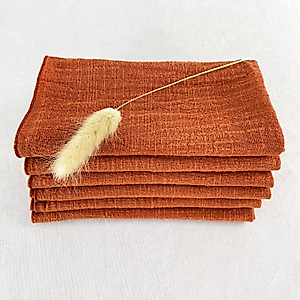 EHLDekol Gauze Cloth Napkins 6 Pack 16x16 Inches 100% Natural Soft Cotton Weddings Decorative Parties Family Everyday Use Bulk Linen Dinner Napkins (Terracotta, 6 Pack)