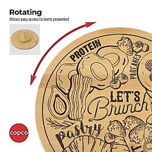 Copco Bamboo Lazy Susan Kitchen Turntable for Entertaining, Let's Brunch DIY Design, 10-Inch, Bamboo