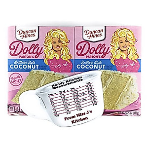 Duncan Hines Moist Coconut Cake Mix - Southern Style (2 Boxes) With Miss J’s Handy Kitchen Measurements Conversion Chart for Refrigerator