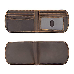 Polare Slim Curve Front Pocket RFID Blocking Italian Real Leather Bifold Wallet for Men (Dark Brown)