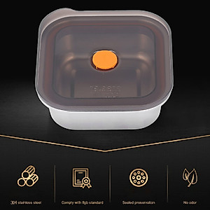 Metal Food Container, Stainless Steel Food Storage Container Leak Proof Sinking Lid for Restaurant (500ml)