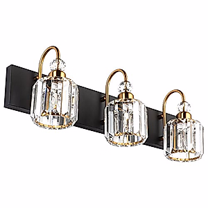 Ralbay Modern Black Bathroom Vanity Lights 3-Lights Modern Crystal Vanity Lighting Fixtures for Bathroom