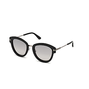 Tom Ford FT0574 14C Shiny Light Ruthenium Mia Cats Eyes Sunglasses Lens Categor, Black, 52-22-140