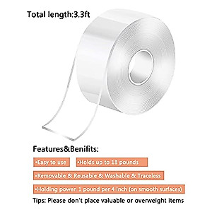 VAEHOLD Adhesive Acrylic Spice Rack with 2 Nano Double Sided Tape Wall Mount Organizer for Bathroom Clear Wall Spice Rack With Shelf Ends for Kitchen Cabinet Door - 4 Pack