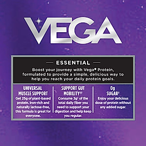 Vega Original Protein Powder, Creamy Vanilla Plant Based Protein Drink Mix for Water, Milk and Smoothies, 32.5 oz (Packaging May Vary)