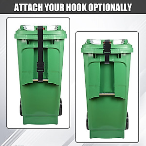 PEUTIER 4 PCS Wheelie Trash Bin Can Lid Lock for Animals, Adjustable Trash Can Bands Dustbin Lock Garbage Can Lid Lock Straps for Animals Outdoor Squirrels Dogs Bears Raccoons