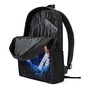 ONE TO PROMISE American Football School Backpack Watercolor Retro Burning American Football Shoulders Bags,Lightweight Commute Daypack Classic Bookbag for Teen Boys Girls High School Student,17 Inch