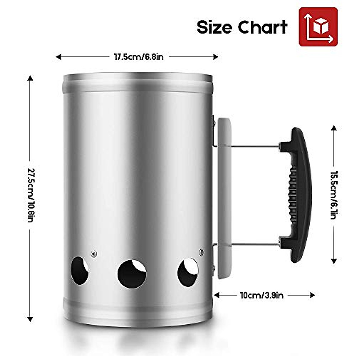 18 Inch Charcoal Grill Bundle Charcoal Chimney Starter for Outdoor Camping Cooking Grill Kit