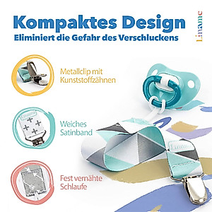 Liname Neutral Pacifier Clip with Teething Toy - 4 Pack Pacifier Clips for Boys & Girls - Binky Holder Soothie Paci Clip Binkie Clip - Unisex Pacifer Clip Baby Pacifier Clip and Pacifier Holder (Mint)