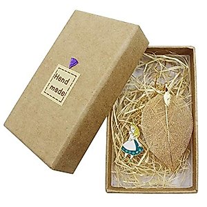 ANKOMINA Cute Leaf Vein Bookmarks with Rabbit Alice Pendant for School Supplies,Great Gift for Girl Boys Adult Book Marker,Gift Box