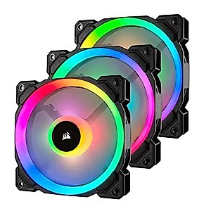 Corsair LL Series LL120 Black RGB 120mm Dual Light Loop RGB LED PWM Fan 3 Fan Pack with Lighting Node Pro (CO-9050072-WW) (Renewed)