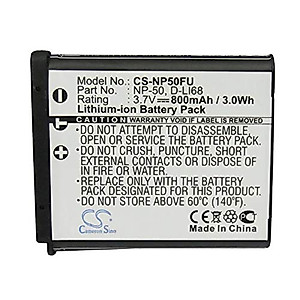 VINTRONS Replacement Battery for Fuji FinePix X10 (800mAh/3.0Wh)