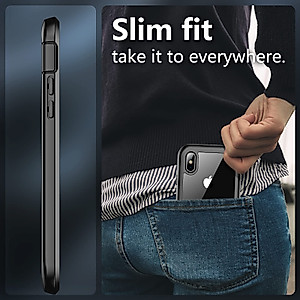 Eonfine for iPhone X Case,for iPhone Xs Case, Built-in Screen Protector Full Body Protection Heavy Duty Shockproof Rugged Cover Skin for iPhone X/Xs 5.8inch (Black/Clear)