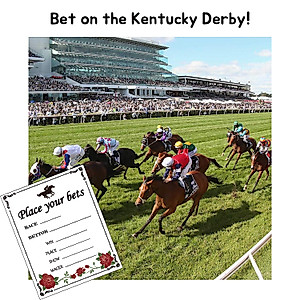 ANGOLIO Race Horse Party Supplies, 40Pcs Betting Card for Guess Who will Win the First on Horse Racing, Win Place Show Ticket Play Your Bets Card Derby Invitation Guessing Game Card