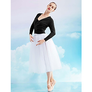 Daydance Black Women Ballet Sweater Wrap Soft Dance Warm Up Clothes for Leotards