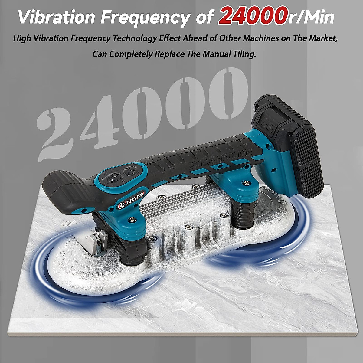 Huzxbw Tile Vibration Machine Installation Tool-Automatic Leveling,Tiling Suction Cup 6 Speeds Adjustable 12000mAh 24000r/min