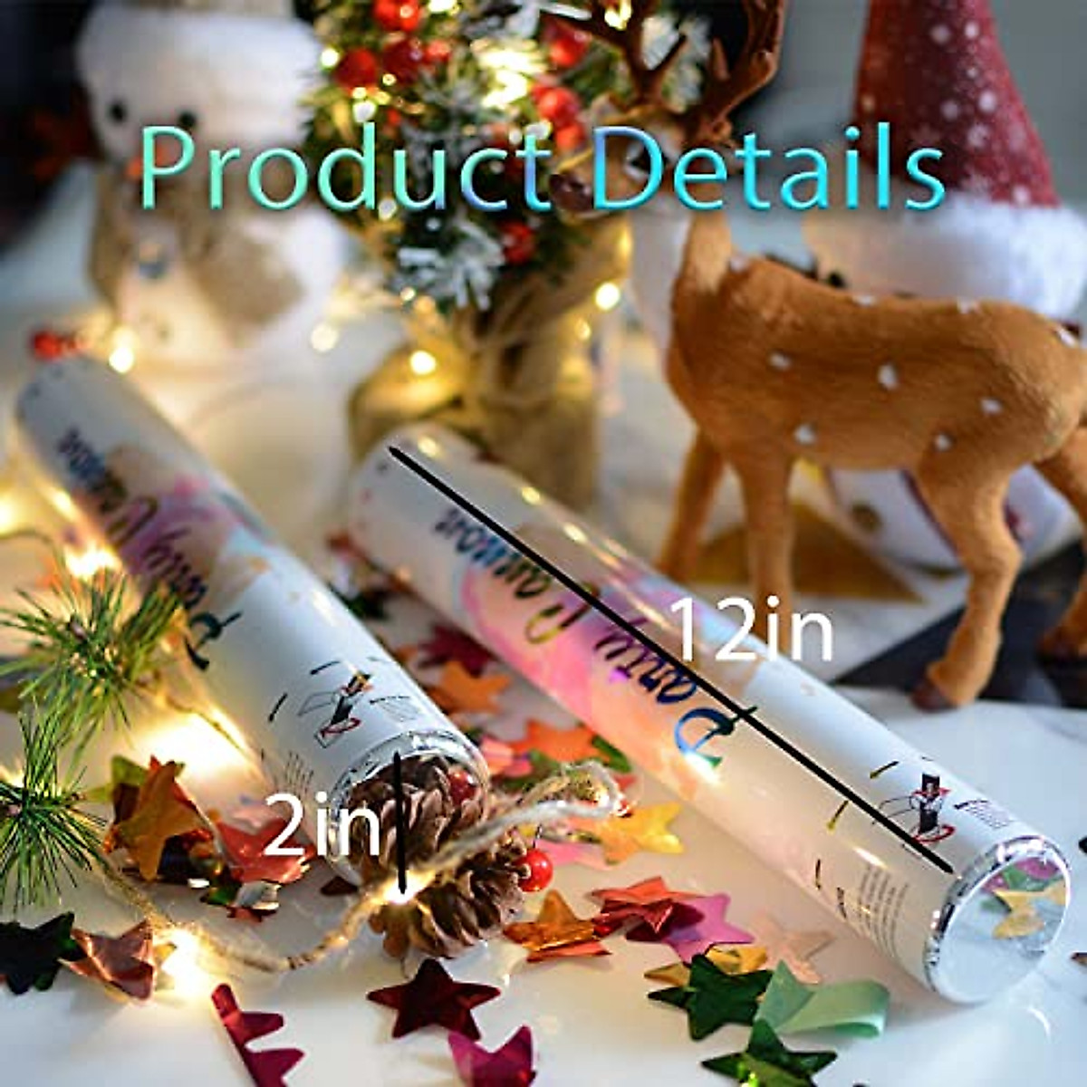 [6 Pack] 12 Inch Confetti Cannon Party Poppers Party Supplies, Air Powered | Launches 20-25ft | Celebrations, Graduation ceremony, Birthdays,Easter and Weddings