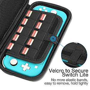 HEYSTOP Pouch Compatible with Nintendo Switch Lite, Protective Case Cover Carrying Case with 10 Game Card Cases, Accessories for Nintendo Switch Lite – Black