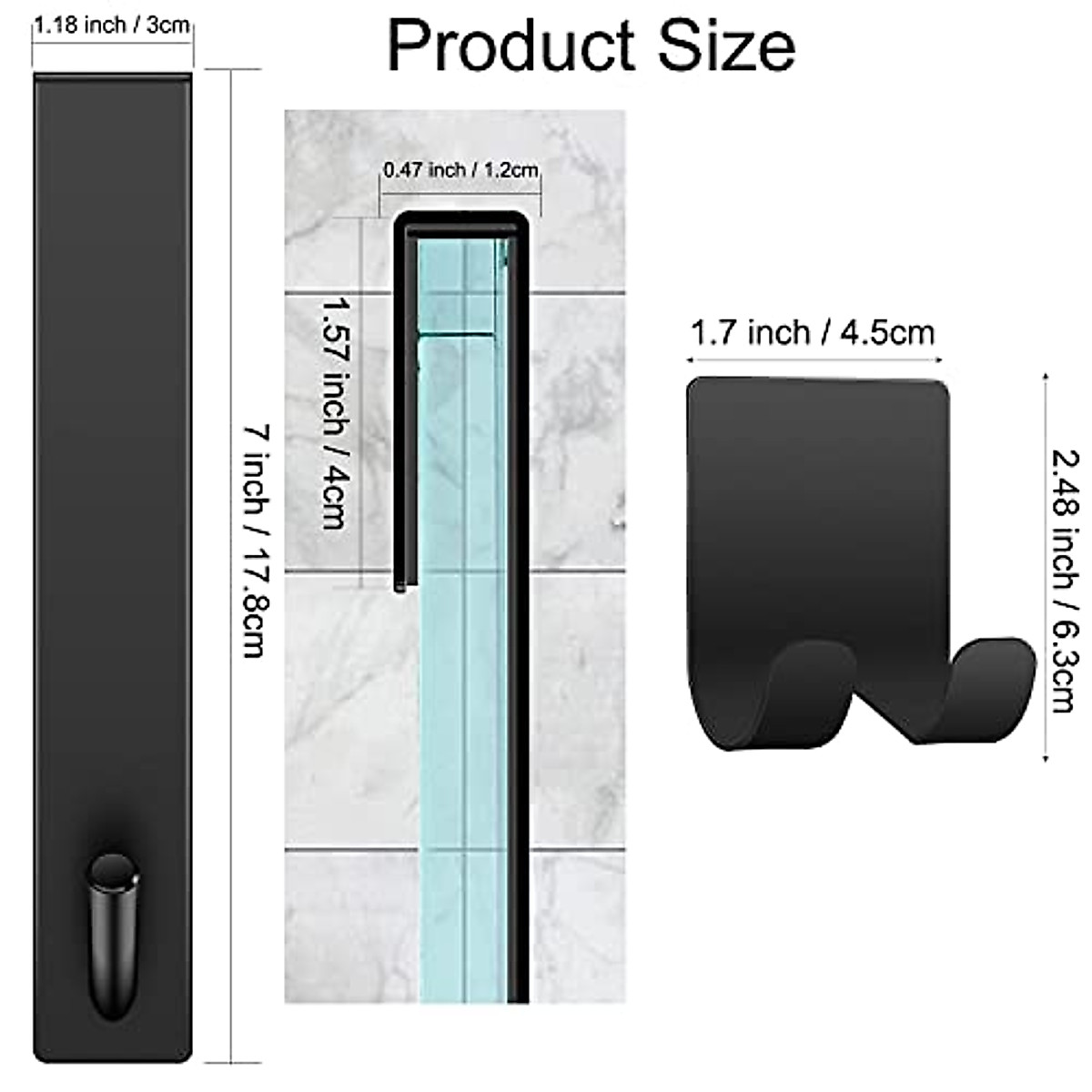 Windefun Stainless Steel Showe Door Hooks,Stainless Steel Powerful Adherive Hooks,for Frameless Glass Bathroom Doors,Can Hang Towels，Bathrobes，Coat Bag etc.