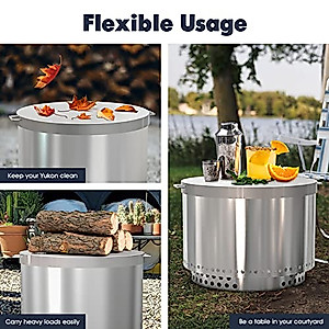 Fire Pit Lid for Solo Stove Yukon, Round Steel Lid for Yukon Stove with Handles, 27 Inch Yukon Lid Outdoor Fire Pit Shield Stove Accessories