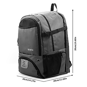 ZOEA Large Basketball Bag - Backpack for Basketball, Soccer & Volleyball Football Gym Includes Shoe & Ball & Laptop Compartment (Grey)