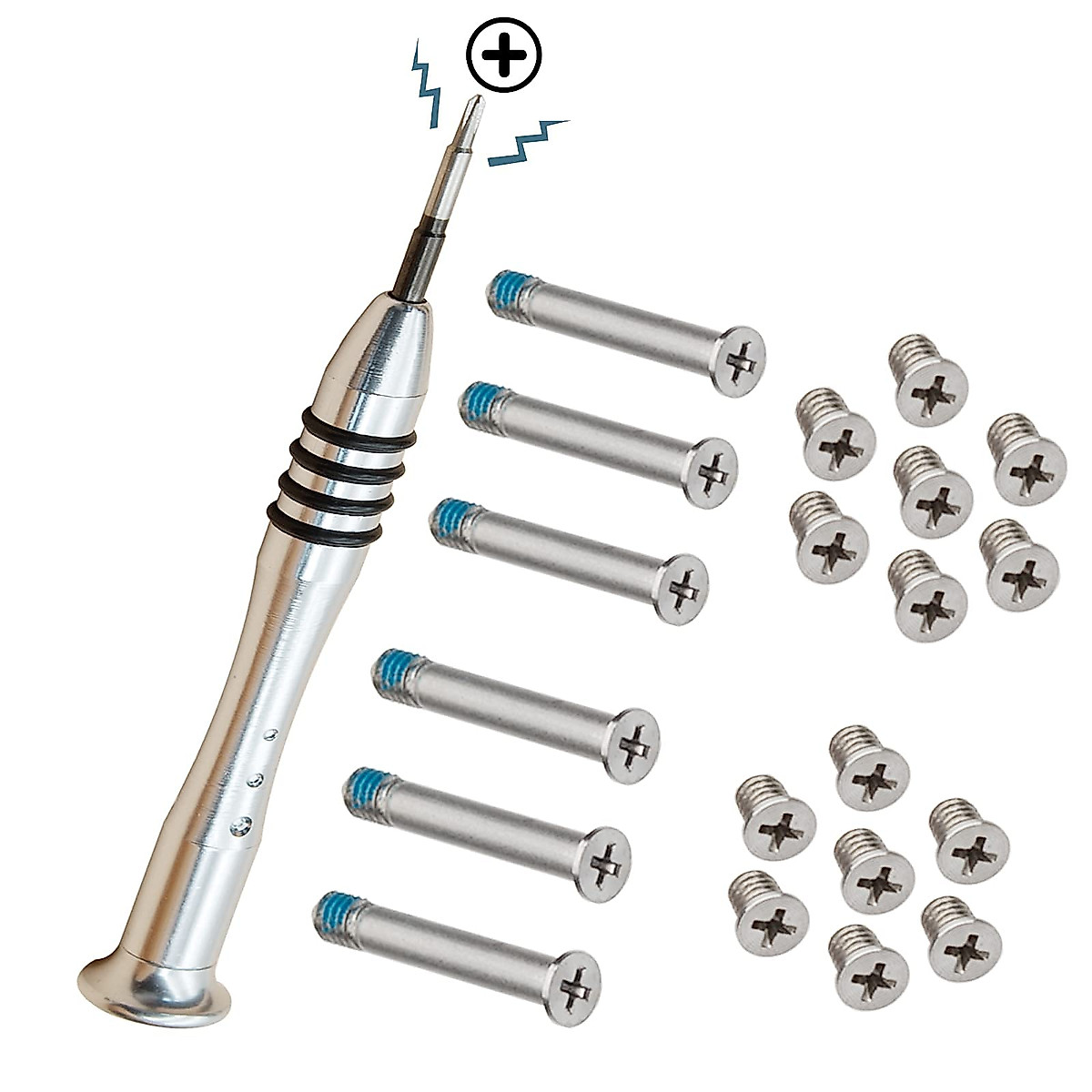shinedisk 2 Sets Replacement Screws with Screwdriver for MacBook Pro 13" 15" 17" A1278 A1286 A1297 2009-2012, Unibody Bottom Case Cover Phillips Repair Tool Kit Notebook Laptop PC Computer Screw (1)