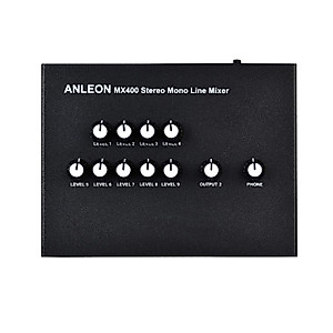ANLEON MX400 Low-Noise 4-Channel Mono Line Mixer for guitars bass keyboards mix and 5-Channel Stereo Mixer