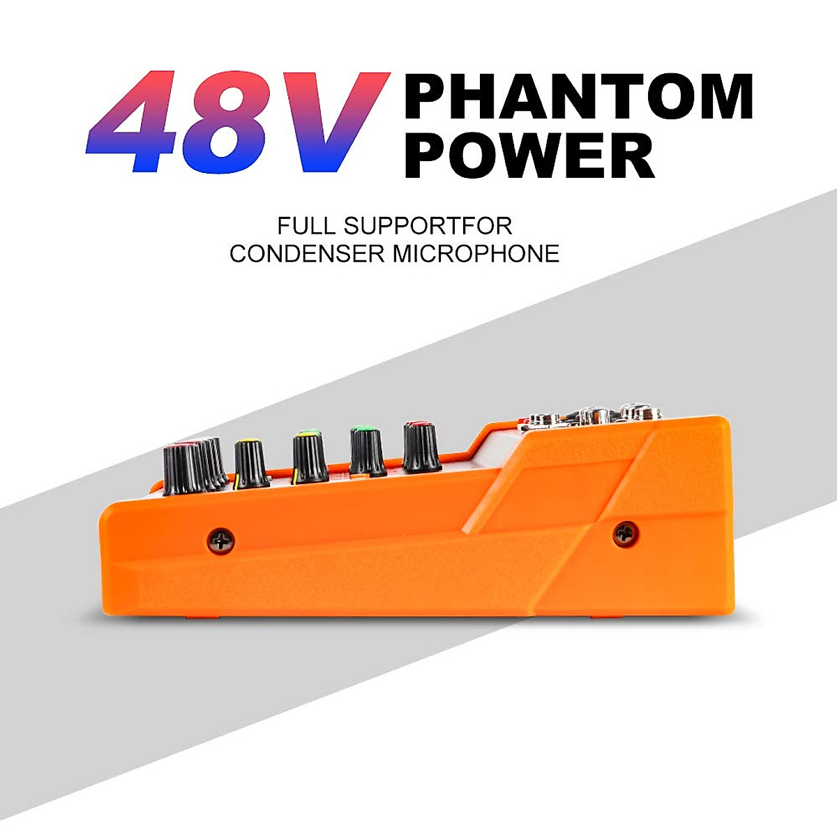 G-MARK PTM-4 4-Channel DJ Mixer, Bluetooth, USB Audio Interface, 3-Band EQ, Phantom Power, for PC, Karaoke, Live Performance, KTV, Studio Recording