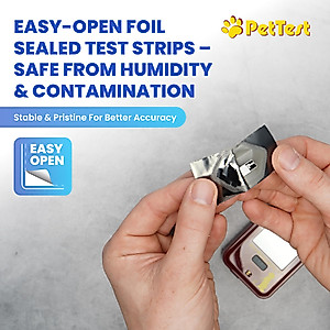 PetTest Blood Glucose Test Strips, Easy Open for Use with a Glucometer Monitor for Dogs & Cats, sterilized and Individually Sealed, 50 Pieces