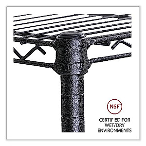 Alera 5-Shelf Wire Shelving Kit with Casters and Shelf Liners, 36w x 18d x 72h, Black Anthracite